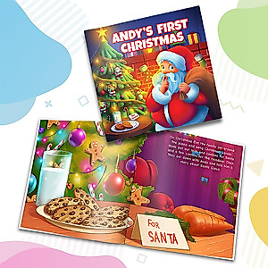 Personalized Story Book by Dinkleboo - "First Christmas" - for Kids Aged 0 to 8 Years Old - A Story About Your Child’s First Christmas - Smooth Satin Paper - Soft Cover (8"x 8")
