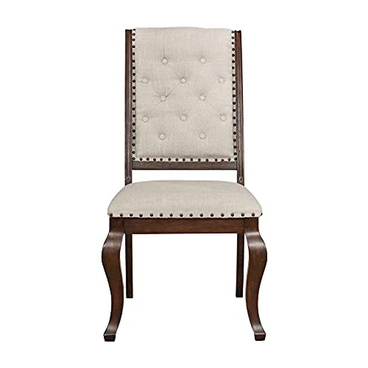 Coaster Furniture Glen Cove Dining Chairs with Button Tufting and Nailhead Trim Antique Java and Cream (Set of 2) 110312