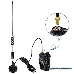 Bingfu Dual Band VHF UHF 136-174MHz 400-470MHz Ham Radio Magnetic Base Antenna Handheld Two Way Radio SMA Female Antenna for Kenwood Wouxun BaoFeng BF-F8HP UV-5R UV-82 BF-888S Ham Radio Walkie Talkie
