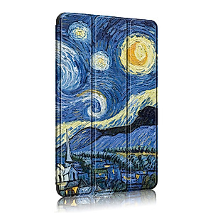 UUcovers for Apple iPad 10.2" (9th/8th/7th Generation) Case 2021/2020/2019, Smart Cover with Pencil Holder [Auto Wake/Sleep] PU Leather Stand Folio Tri-fold Shockproof Shell, Van Gogh Starry Night
