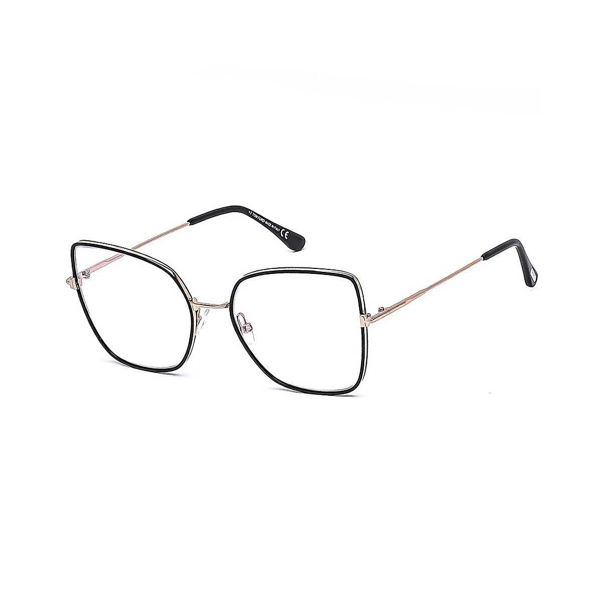 Tom Ford FT5630-B56001 Black/Clear Lens Sunglasses, Shiny Black, Shiny Rose Gold / Blue Block Lenses, 56 mm