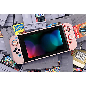 Niclogi Dockable Case for Nintendo Switch, Protective Cover Case Compatible with Nintendo Switch Console and Joy-Con Controller, Separable Hard Cover Case with 2 Thumb Grip Caps(Pink)