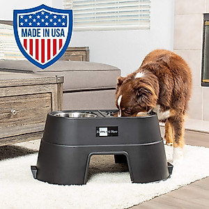 OurPets Comfort Diner Elevated Dog Food Dish (Bowls Available in 4 inches, 8 inches and 12 inches for Large , Medium and Small Dogs), Black, 12-inch