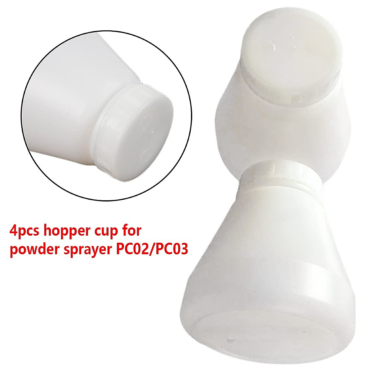 4 Piece Durable Electrostatic Sprayer Hopper Cups for Powder Coating Spray Gun PC02/PC03