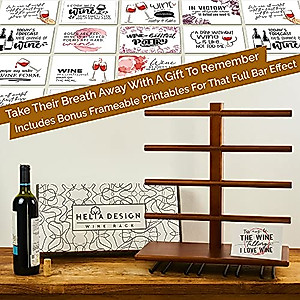 HELYA DESIGN Wine Rack Wall Mounted with Shelf for 8 Wine Bottles & Glasses - Wood Rustic Wine Glass Floating Rack with Stemware Hanger. Wine Decor and Storage Holder for Kitchen, Living Room & Bar