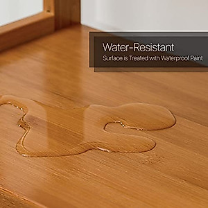 MoNiBloom Bamboo Wide 5-Tier Bookshelf Large Adjustable Bookcase Shelf Organizer Rack in Living Room Study Library Home Office, Natural