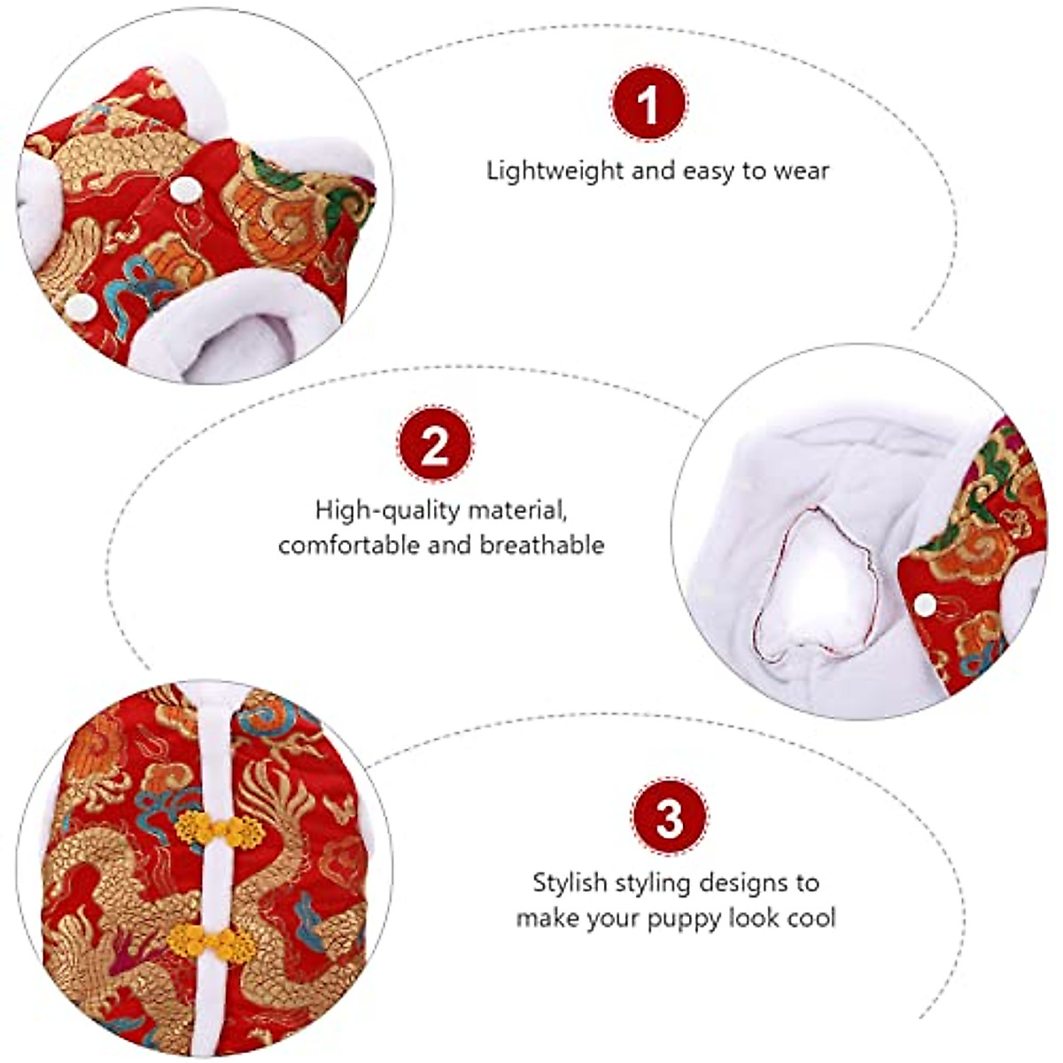 Balacoo Dog New Year Outfit Dog Chinese Style Clothes New Year Puppy Traditional Costume Winter Pet Coat Cute Blessing Suit Cosplay Party Apparel for Spring Festival