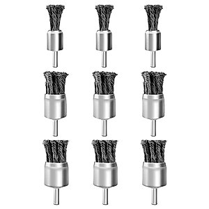 LSTOPGO 9 Pack 0.8" 1" 1.2" Knotted Wire Brush for Drill,1/4 Inch Arbor,Carbon Steel Twisted Wire Brush for Rust,Corrosion,Paint Removal