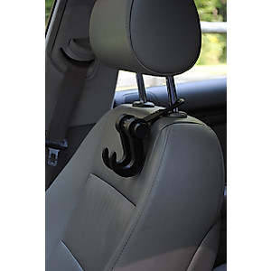 Maxsa 25526 Headrest Hanger 2 Hook Organizer for Bags, Purses and Car Storage, Black