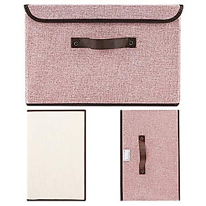 LeFroom 2 Pack Foldable Storage Boxes with Lid and Handles, Cotton and Linen Storage Bins and Baskets Organizer for Nursery, Closet, Bedroom, Home(Red)