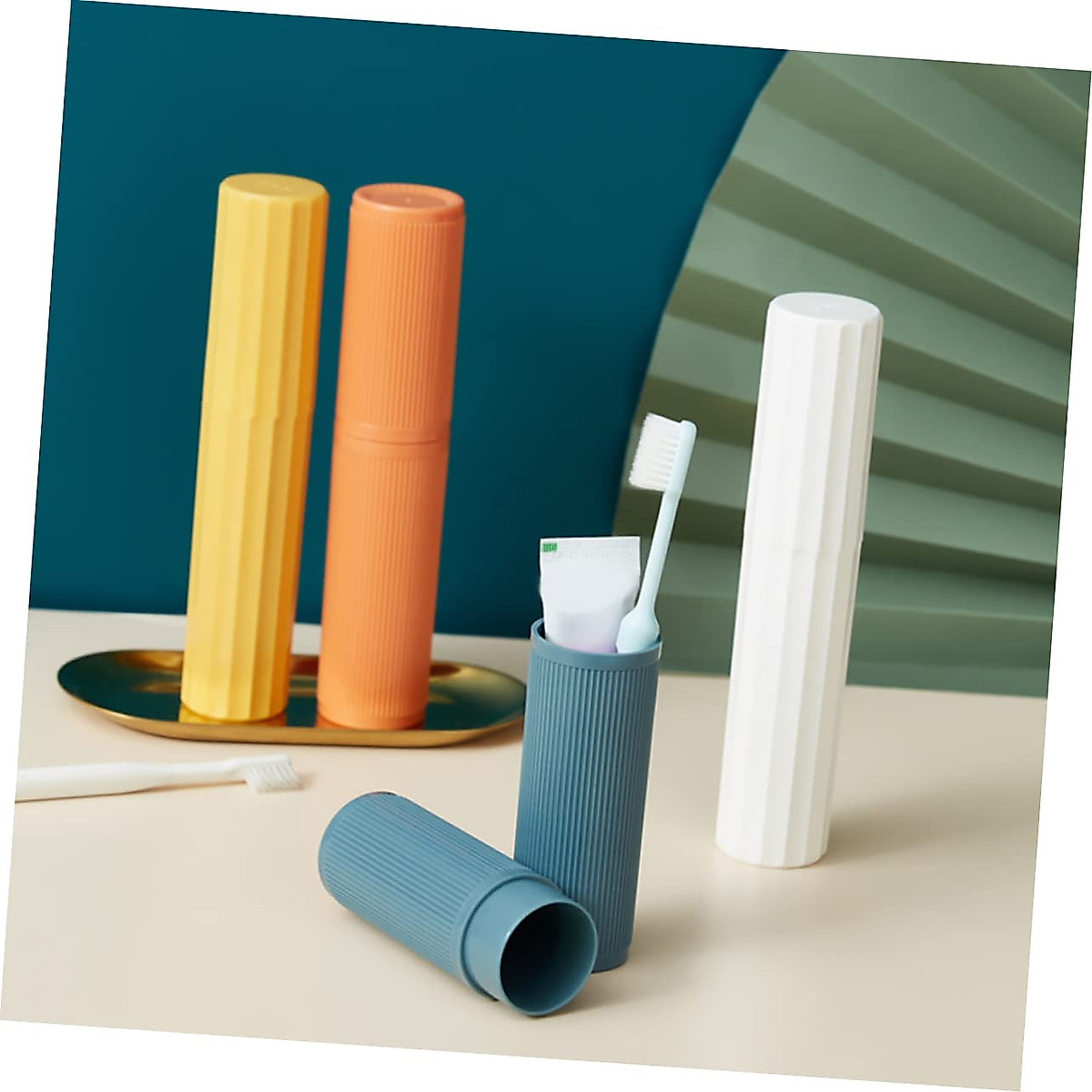 Levemolo 4 pcs Hotel Containers Home Mouthwash Organizers Trips Daily Multi-Function Camping Uses Container Cup Use Business Toothpaste Cups Storage Portable Toothbrush Organizer