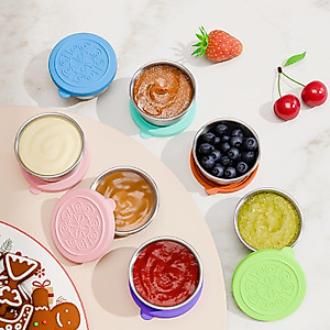 6 PCS 1.6 oz Salad Dressing Container To Go, 304 Stainless Steel Small Condiment Containers with Lids, Leak Proof, Mini Dipping Sauce Cup Set for Lunch Box (Mix Color)