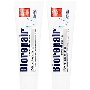 Biorepair: "Whitening" Toothpaste with microRepair * 2.5 Fluid Ounce (75ml) Tubes (Pack of 2) * [ Italian Import ]