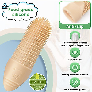 Dog Toothbrush, 4 Pack Dog Tooth Brush, 360° Cleaning Finger Toothbrush for Dogs, Food Grade Silicone Dog Finger Toothbrush Fits Most Fingers, Toothbrush for Dogs & Cats Dental Care