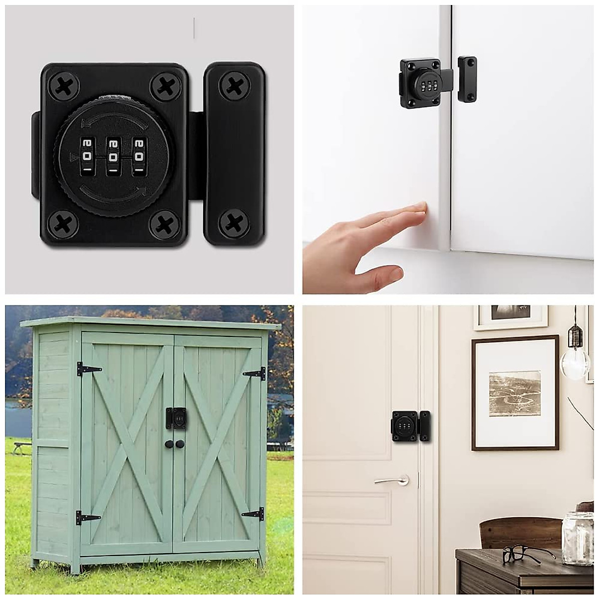 KAFENDA Mechanical Password Cabinet Lock, Rotary Lock for Double Doors, Keyless Combination Door Lock, Black