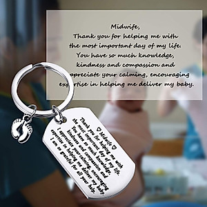 FUSTMW Midwife Thank You Gifts Midwife Keychain Doula Nurse Gift Appreciation Gift For Midwife Obstetrician Thank You For Helping Me With The Most Important Day Of My Life (silver)