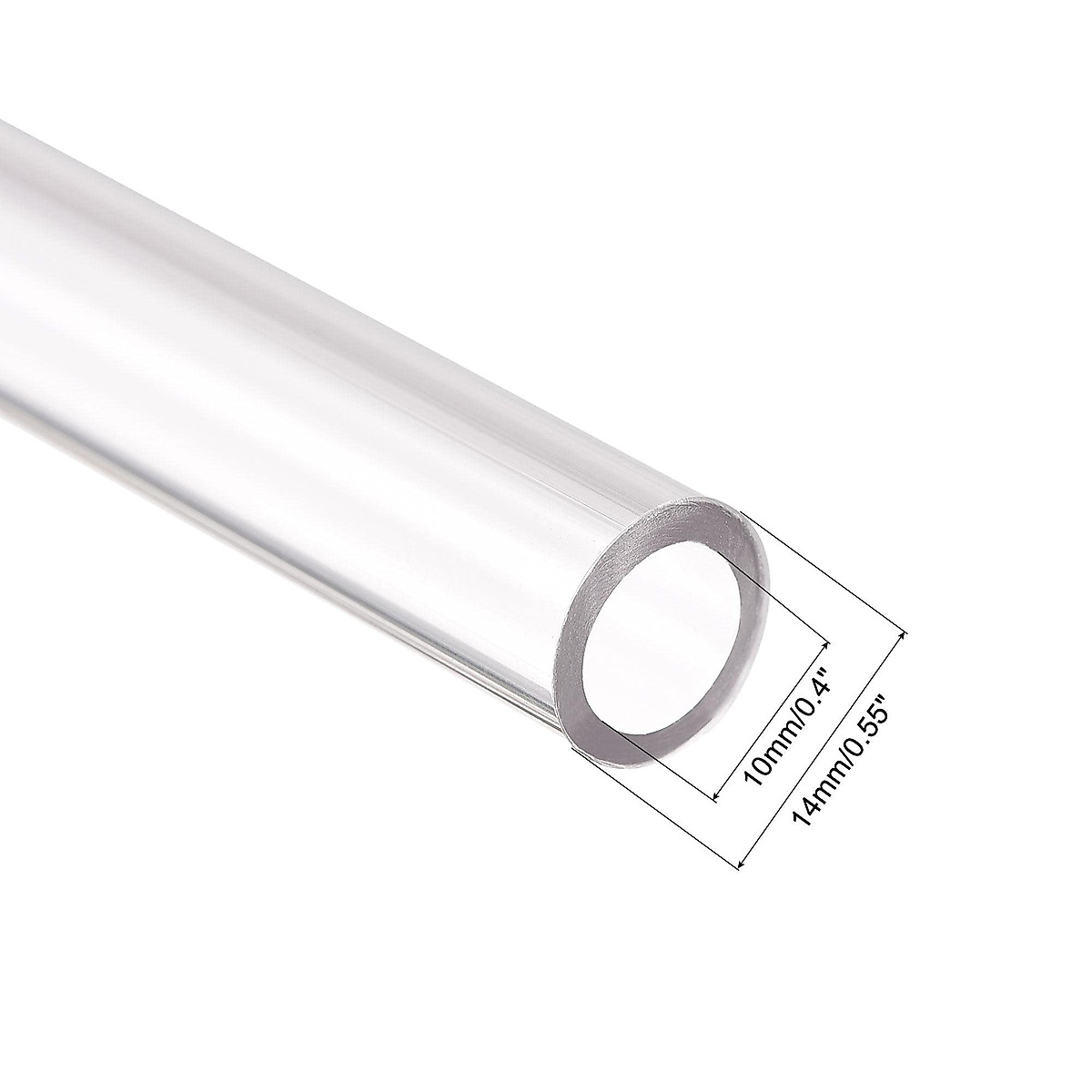 uxcell PETG Tubing Hard Tube 10mm ID, 14mm OD, 0.5m/20inch Length, Clear for PC Water-Cooling System 4pcs