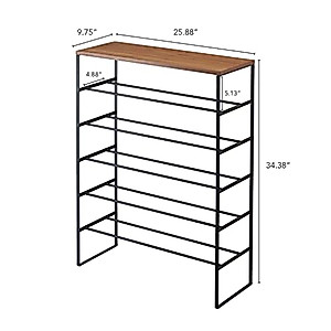 Yamazaki Home 6 Tier Wood Top Steel | Shoe Rack, One Size, Black