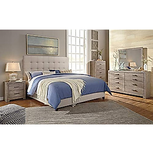 Signature Design by Ashley Dolante Modern Farmhouse Button-Tufted Upholstered Platform Bed, King, Beige