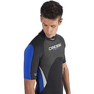 Cressi Men's Tahiti 2.5mm Shorty Suit with Wetsuit Hanger, Black/Blue, Large/4