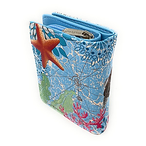 Shag Wear Sea Turtle Small Animal Wallet for Women and Teen Girls Vegan Faux Leather Blue 4.5"