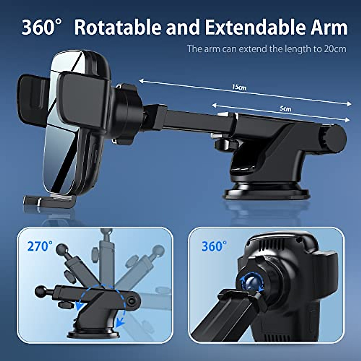 Wireless Car Charger Mount, SONRU 15W Fast Charging Auto-Clamping Car Phone Holder, Windshield Dashboard Air Vent Car Charging Holder for iPhone Samsung Google LG etc