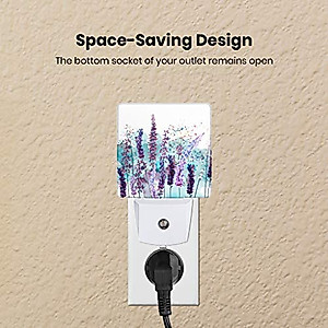 LED Night Light 2 Pack, Decorative Plug-in Lights by Night with Smart Auto Dusk to Dawn Sensor Cute Nightlights for Bedroom, Kitchen, Kids Room Nursery, Hollway, Stairway, Bathroom (Lavender)