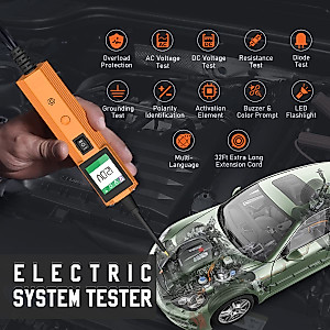 CMTOOL Automotive Circuit Tester 0-65V LED Test Light Probe Tester 6V 12V 24V Car Power Circuit Probe Kit Short Finder Master Kit AC DC Voltage Resistance Diode Electrical System Test Diagnostic Tool