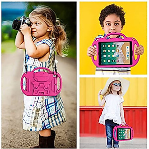 BMOUO Kids Case for iPad 6th/5th Generation (9.7 inch, 2018/2017), iPad Air 1 & iPad Air 2 Kids Case with Shoulder Strap for for iPad 9.7” (iPad 6th/5th Gen)/iPad Air 1st/2nd Generation, Rose