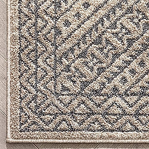 Well Woven Luda Beige Tribal Geometric Distressed High-Lo Pile Area Rug 8x10 (7'10" x 10'6")