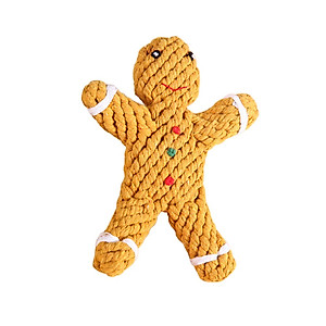 ABOOFAN Pet Dog Christmas Chew Playing Toy Christmas Gingerbread Man Cotton Rope Dog Teething Toy Pet Interactive Toys Dog Bite Toy Dog Chewing Toys for Small Medium Dog Pet Supplies