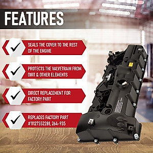 Replacement Engine Valve Cover with Gasket - Compatible with BMW - 2007-2013 - 2.5L, 3.0L - N51 & N52 Engines, 128i, 323i, 328i, 328xi, 525xi, 528i, 528xi, 530i, 530xi, X3, X5, Z4 Replaces 11127552281