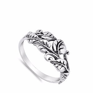 Oxidized Tree Leaf Vine Forest Filigree Ring 925 Sterling Silver Band Size 7