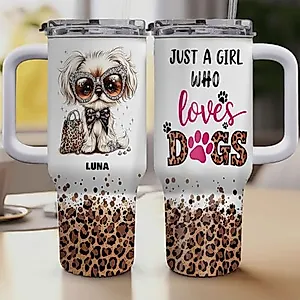 Personalized Dog Tumbler with Kuvasz Dog’s Name – Custom Travel Coffee Cup 40oz, Travel Coffee Cup, Gift for Mother's day, Father's day, Christmas 7hxCnS