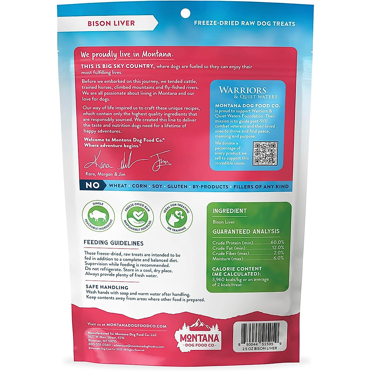 MONTANA DOG FOOD CO. Bison Liver Freeze-Dried Raw Dog Treats – Grain-Free, 100% All-Natural Single Ingredient – High Protein, Nutrient-Rich Dog Treats – Premium USA-Made, 2.5 oz