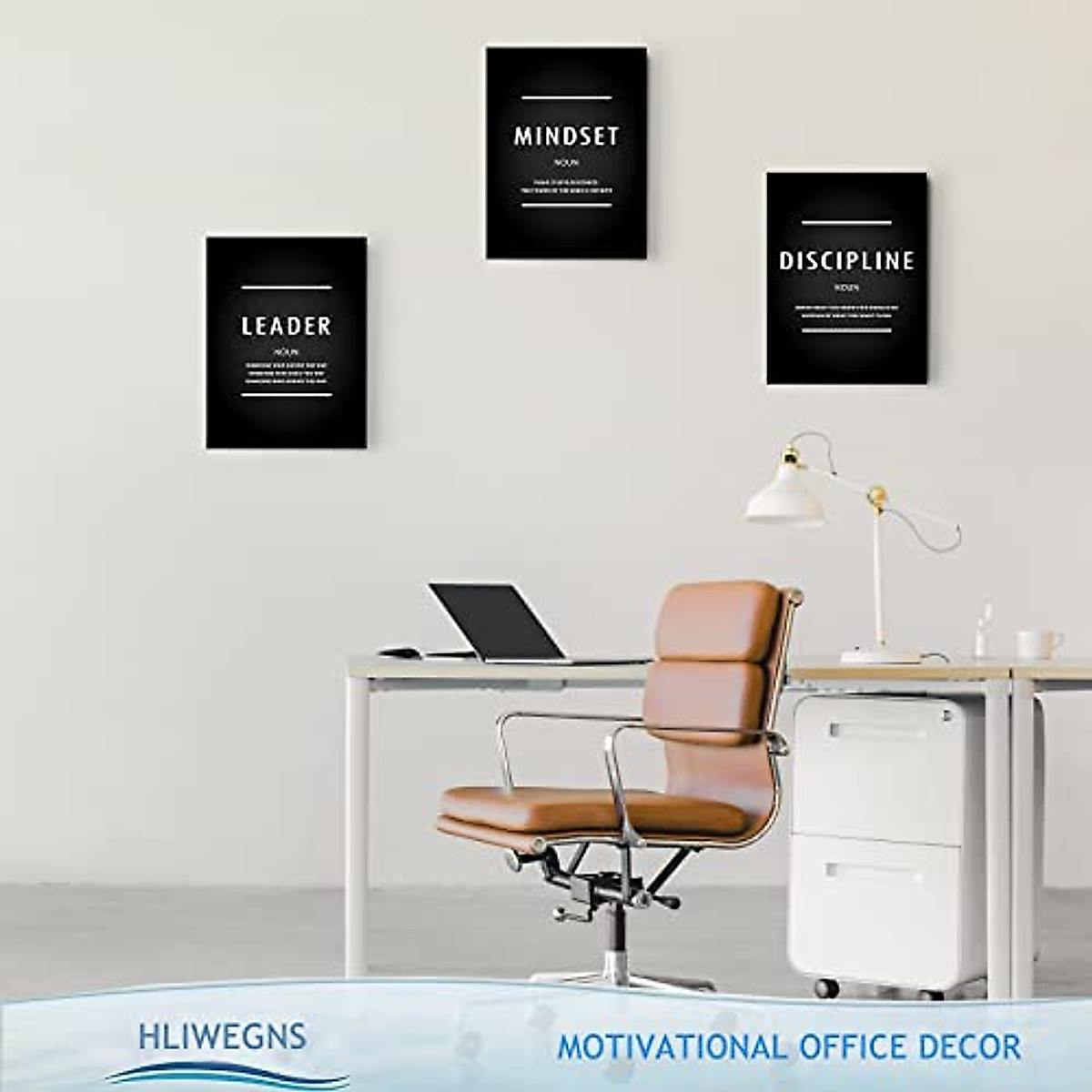 HLiWEGNS Motivational Mindset Canvas Wall Art, Inspiration Leader Discipline Quotes Reminder Decor Positive Affirmation Poster Success Wall Hanging Picture Leadership Gift for Home Office Workplace