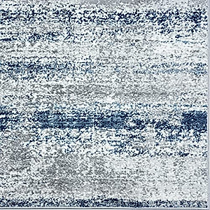 LUXE WEAVERS Modern Distressed Striped Area Rug Blue 8x10, Stain Resistant Carpet