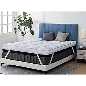 QUEEN ROSE Mattress Topper Queen, Extra Thick Mattress Pad Pillowtop for Back Pain Relief, Soft Bed Cover for Firm Mattress, Plush Overfilled Down Alternative Mattress Protector