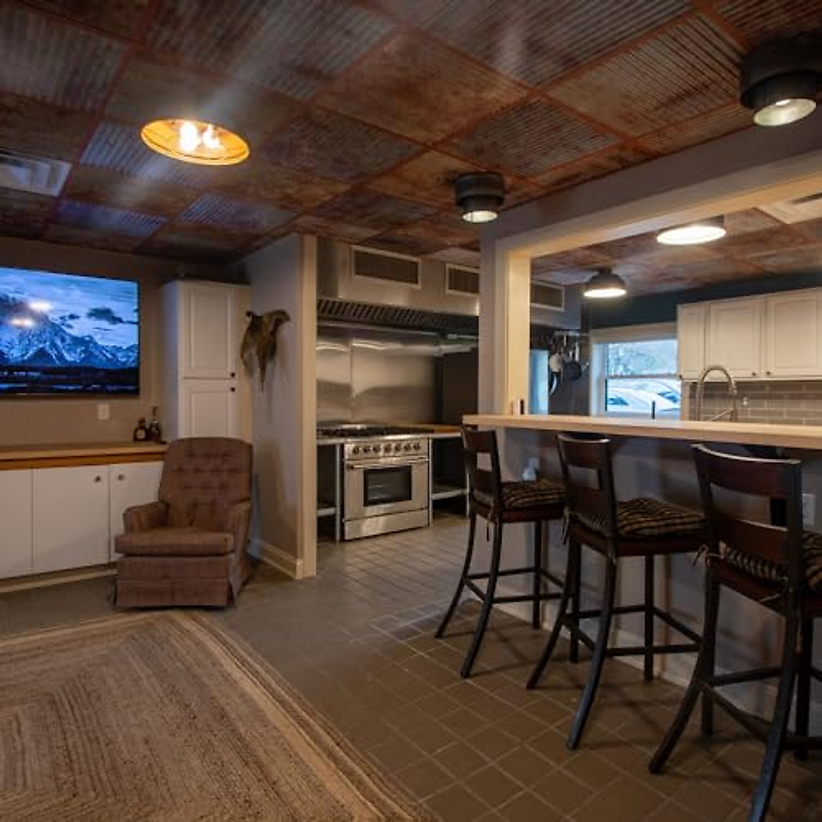 From Plain To Beautiful In Hours 261 Ridged Metal PVC 2' x 4' Lay-in Ceiling Tile (Covers / 400 sq.ft), Old Tin Roof, 50 Piece