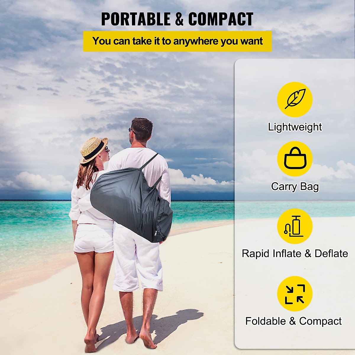 VEVOR Inflatable Dock Floating Platform, 8 x 8 ft, 3-5 Person Capacity, 6 inches Thick, Swim Dock with Hand Pump, Electric Air Pump & Storage Bag, Drop Stitch PVC Non-Slip Raft for Pool Beach Ocean