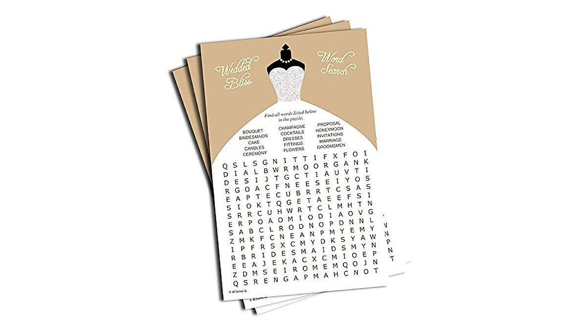 Champagne Silver Wedding Word Search Game - Fun Bridal Activity