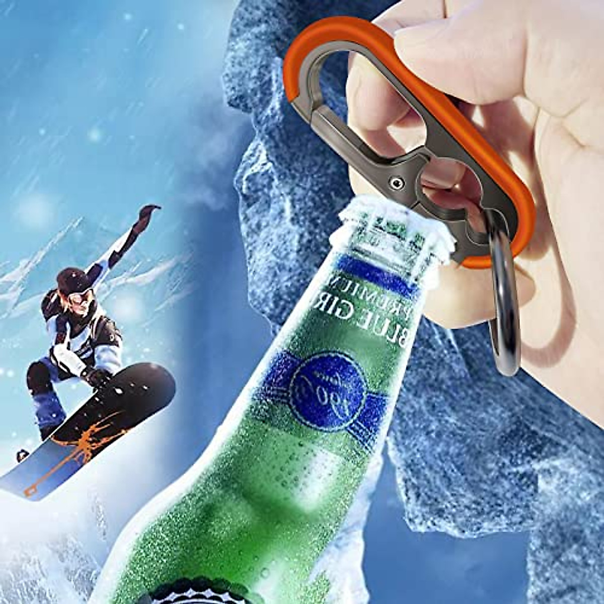 LDJZON Heavy Duty Key Chain Bottle Opener Quick Release Car Keychain with 4 Key Rings for Men and Women (Dark Grey&Orange)