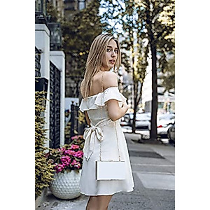 SharPlus Cute Acrylic Box Clutch Purses and Handbags for Women Shoulder Cross-Body Bag for School Party Prom Bridals (White)