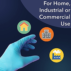 Circlecare Powder-Free Nitrile Disposable Exam Gloves, Industrial Medical Examination, Latex Free Rubber, Non-Sterile, Food Safe, Textured Fingertips, Ultra-Strong, Pack of 100, Blue - Size Medium