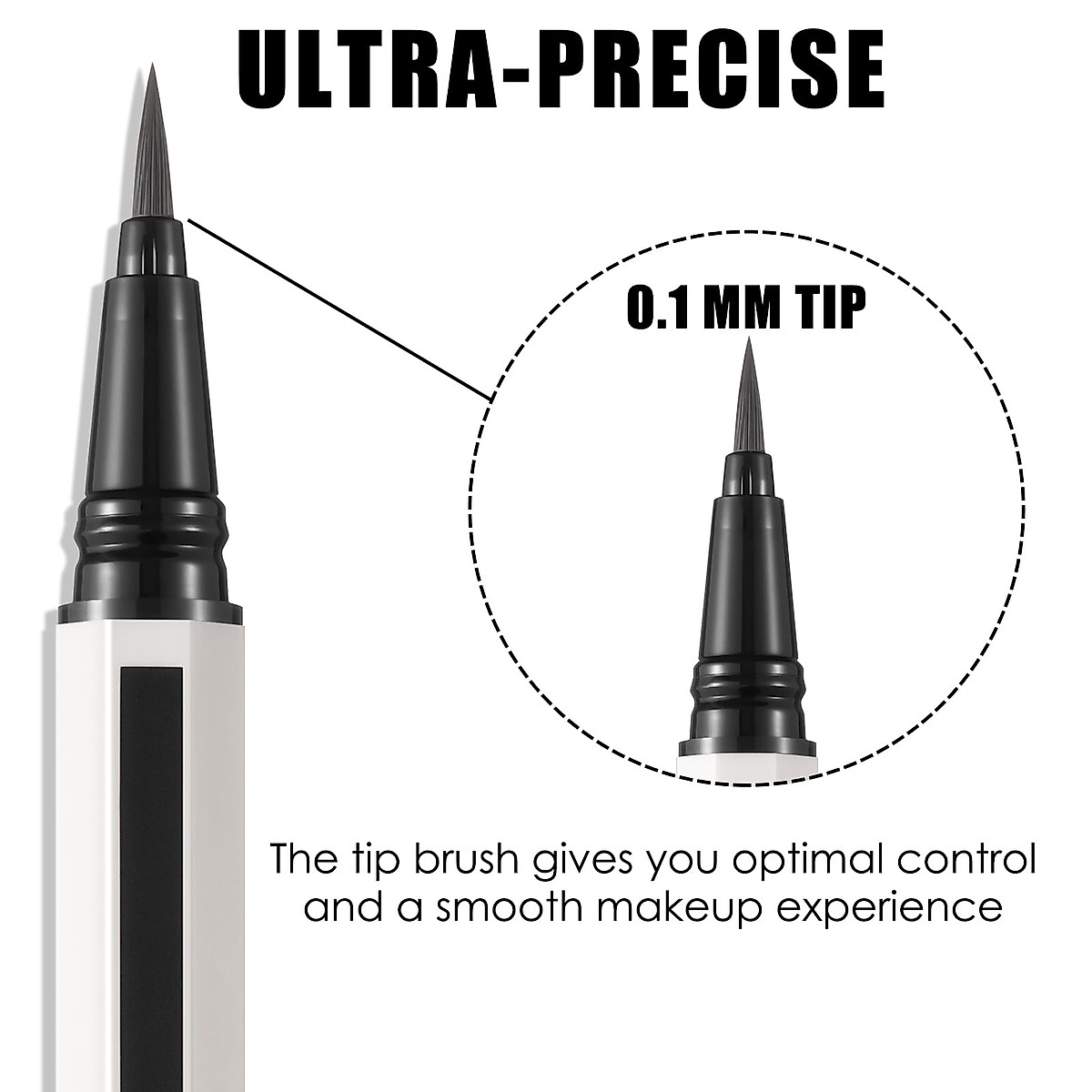 FOCALLURE Sadness Proof Precision Eyeliner,Sweatproof Eyeliner Pencil,Quick Drying,Smudge-proof,Long Lasting,Won't Slip Octagonal Grip,Ultra Fine Brush,BL01 OBSIDIAN