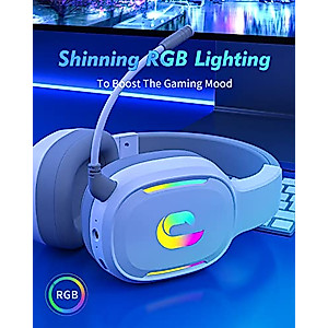 Jeecoo G80 Wireless Gaming Headset - 7.1 Surround Sound, Detachable Noise Canceling Mic, Low Latency 2.4G Wireless Gaming Headphones, Shining RGB - Works with PS4 PS5 PC Laptop Computers