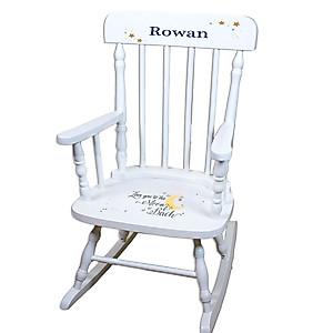 My Bambino Children's Personalized White Rocking Chair I Love You to The Moon and Back