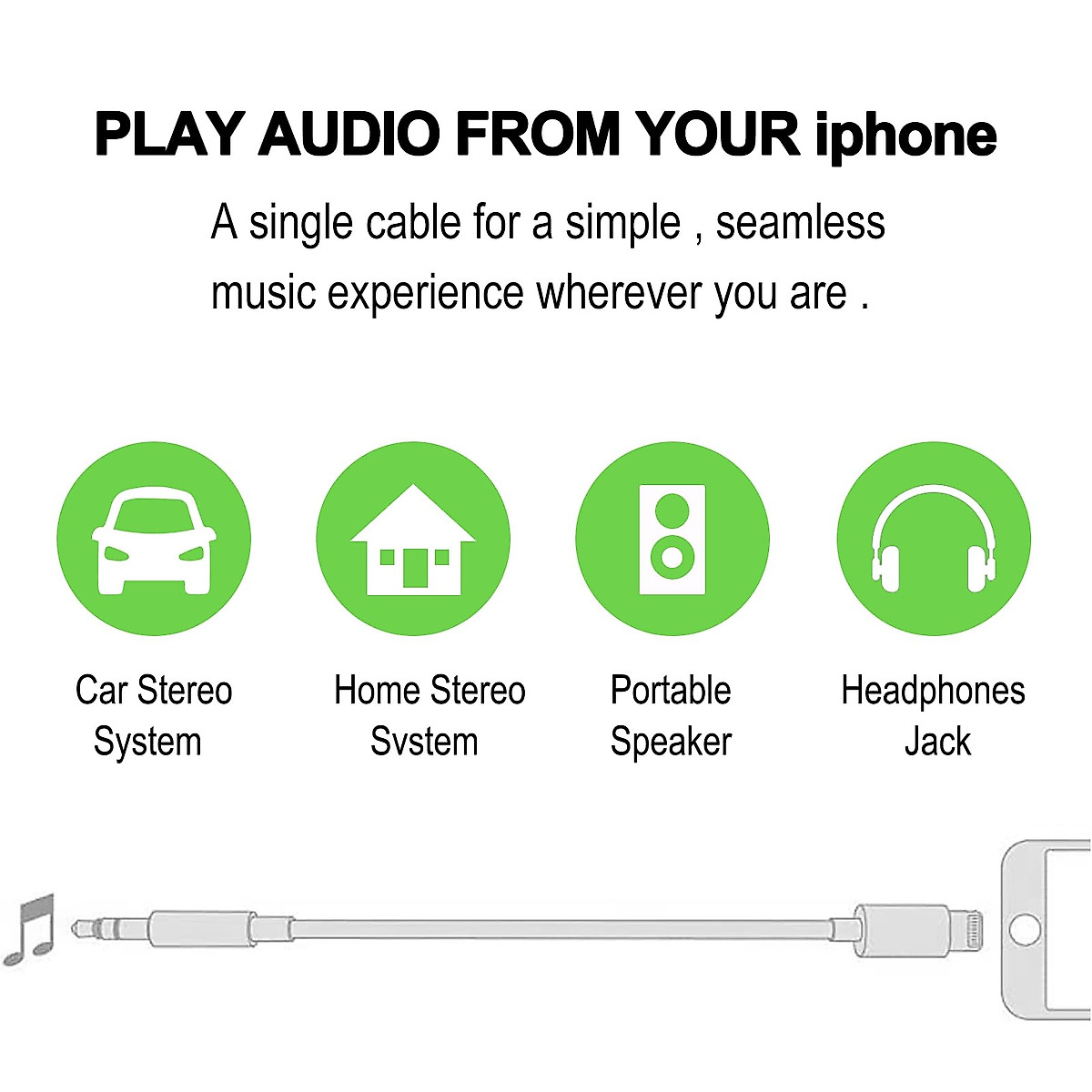 [Apple MFi Certified] iPhone AUX Cord for iPhone - Lightning to 3.5mm Aux Stereo Audio Cable Adapter Compatible with iPhone 14/13/12/11/XR/X/8/7 for Car,Speaker,Headphone Jack, 3.3ft Black