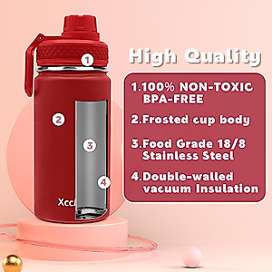 XccMe 16 oz Kids Water Bottle 2 Pack,Water Bottles for School Kids,Metal Water Bottle,Stainless Steel Insulated Thermos with Straw,4 replacement Lid,Straw Brush,Cute Stickers,Boys Girls Water Cup