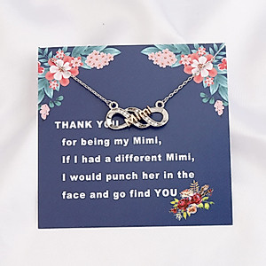 LQRI Mimi Necklace Thank You Mimi Gifts Thank You For Being My Mimi Infinity Necklace Best Mimi Ever Gift Mothers Day Jewelry Gifts for Grandma Mimi (silver)